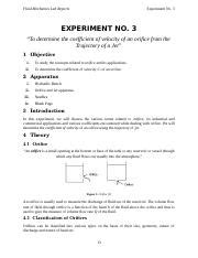 Experiment No Docx Fluid Mechanics Lab Reports Experiment No EXPERIMENT NO To