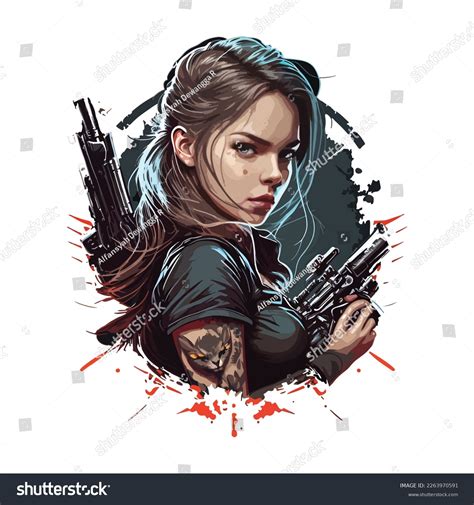 Cute Girl Gun Vektor Graphics Stock Vector Royalty Free 2263970591