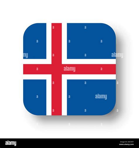 Iceland Flag Flat Vector Square With Rounded Corners And Dropped Shadow Stock Vector Image