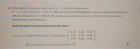 Solved 1 The Urrpr Spatial Open Chain Robot Is Shown Below