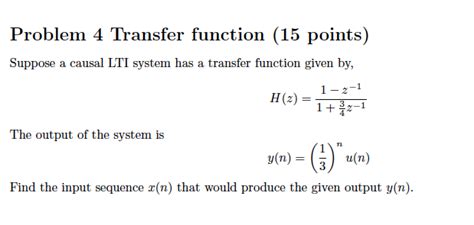 Solved Problem 4 Transfer Function 15 Points Suppose A
