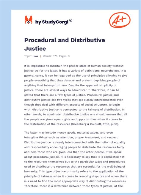 Procedural And Distributive Justice Free Essay Example