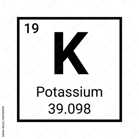 Potassium Element Periodic Table Symbol Vector Icon Potassium