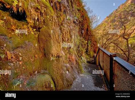 The Waterfall Cliff In Tonto Natural Bridge State Park Arizona Stock