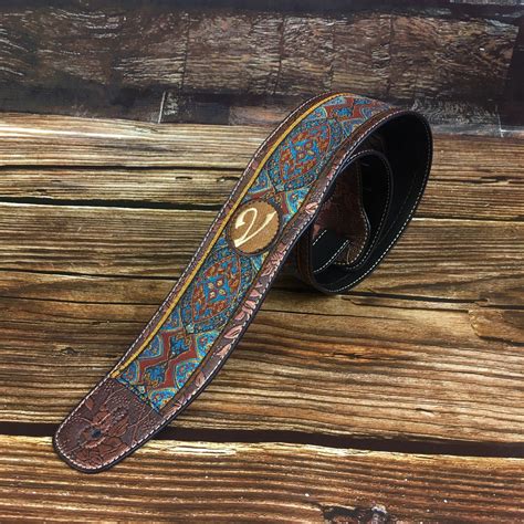 The Teal And Gold Renaissance Strap Vtar Handmade Vegan Guitar Straps