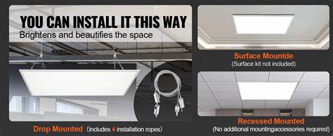 Vevor 1 Pack 2x4 Ft Led Flat Panel Light 6000lm 50w Surface Mount Led Drop Ceiling Light