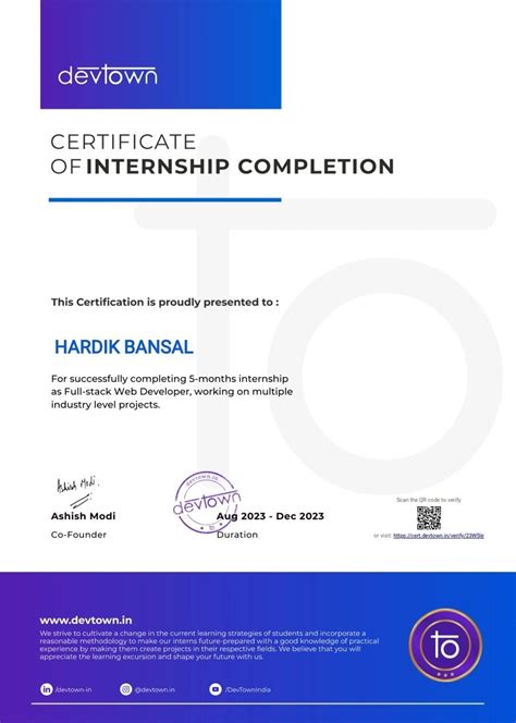 Hardik Bansal On Linkedin Fullstackdeveloper Internshipcompletion Devtown