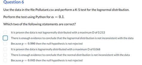 Solved Jse The Data In The File Pollutant Csv And Perform A Chegg Com