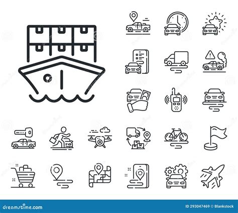 Shipment Line Icons Collection Delivery Cargo Dispatch Consignment Freight Transport