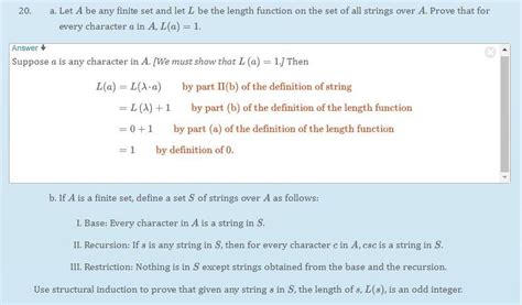 20 A Let A Be Any Finite Set And Let L Be The Chegg Com