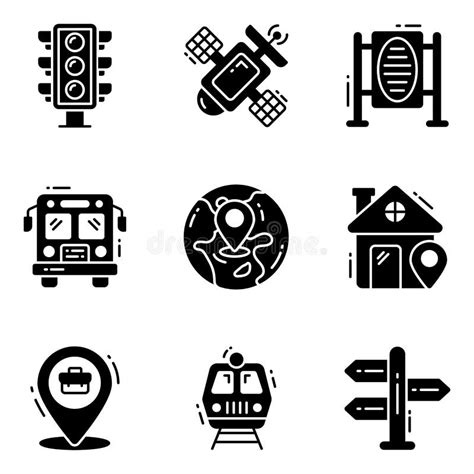 Map And Location Marker Icon Set Of Road Traffic Sign Location Pin