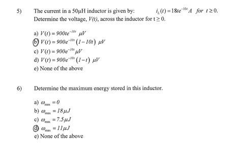 Solved The current in a μH inductor is given by Chegg com