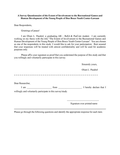 A Survey Questionnaire Of The Extent Of Involvement On The Recreational Games And Human