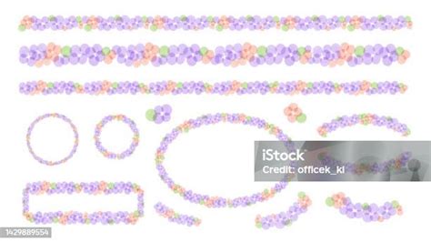 다양한 모양의 분홍색 꽃 프레임과 흰색 배경에 복사 공간이있는 선이 설정되어 있습니다 0명에 대한 스톡 벡터 아트 및 기타 이미지 0명 개체 그룹 공란 Istock