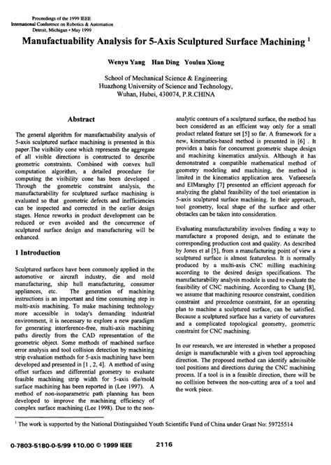 Pdf Manufacturability Analysis For 5 Axis Sculptured Surface Machining
