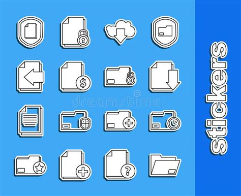 Set Line Document Folder With Clock Download Cloud Finance Document Next Page Arrow