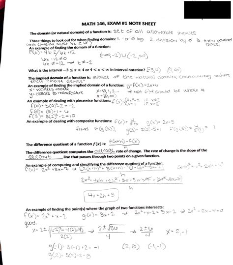 Note Sheet Exam 1 Lecture Notes With Examples MATH 146 Studocu
