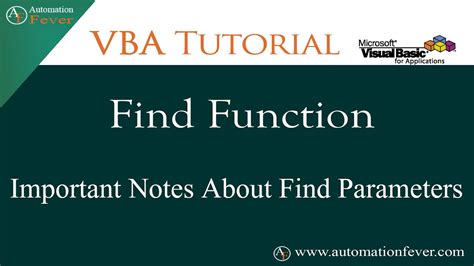 Important Notes About Find Parameters Excel Vba Tutorial In Hindi