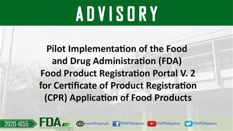Fda Advisory No 2020 1655 Pilot Implementation Of The Food And Drug Administration Fda