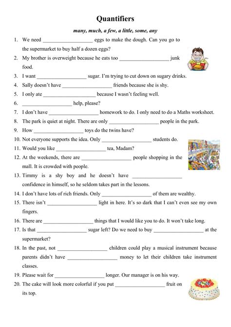 Quantifiers Worksheet For A2