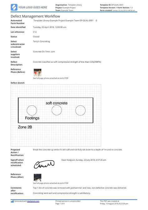 Fault Report Template Word