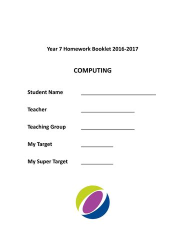 Year 7 Computing Homework Booklet Teaching Resources