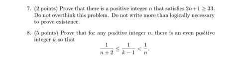 Solved 7 2 Points Prove That There Is A Positive Integer