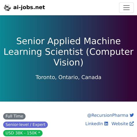 Hiring Senior Applied Machine Learning Scientist Computer Vision In Toronto Ontario Canada