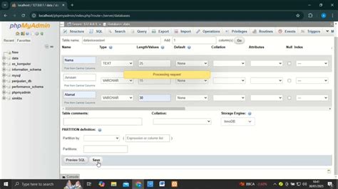 Tutorial Membuat Data Dengan Xampp Di Php Myadmin Youtube