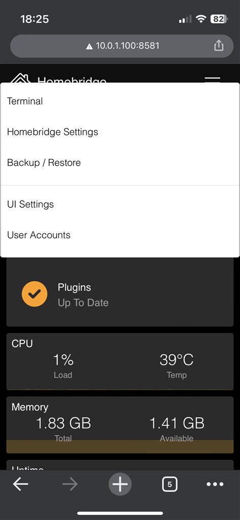 no shut down and restart options · issue 1443 · homebridge