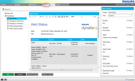 managing reports dynalite technical documentation