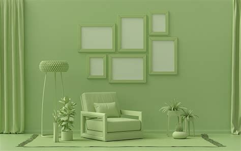 단단한 편평한 파스텔 밝은 녹색 단색 안쪽에 있는 여섯 개의 프레임을 가진 벽 모형 0명에 대한 스톡 사진 및 기타 이미지 0명 가구 가정 생활 Istock