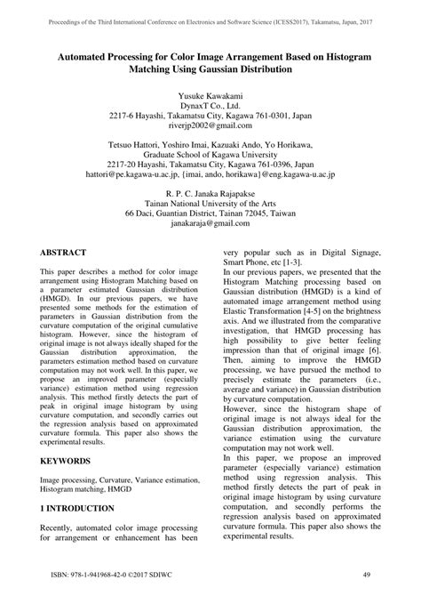 Pdf Automated Processing For Color Image Arrangement Based On Histogram Matching Using
