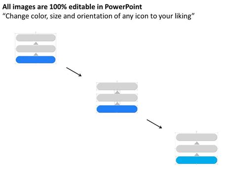 Three Staged Linear Process Flow Diagram And Icons Powerpoint Template