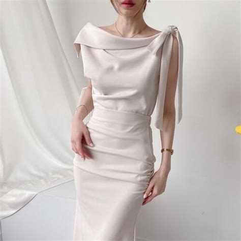 제니엘 🚀크림오늘출발 6color 미우 스카프 리본 오프숄더 원숄더 실켓 드레이프 셔링 나시 블라우스