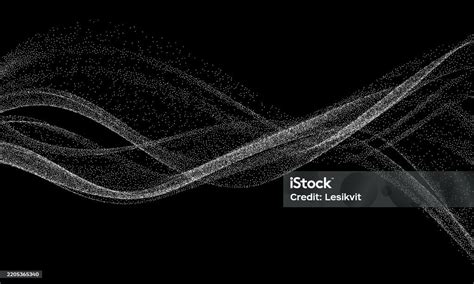 입자의 디지털 동적 파동 검은 배경에 점들로부터 선들의 추상적인 파동 흐름 빅 데이터 컴퓨터 기술의 시각화 0명에 대한 스톡 벡터 아트 및 기타 이미지 Istock