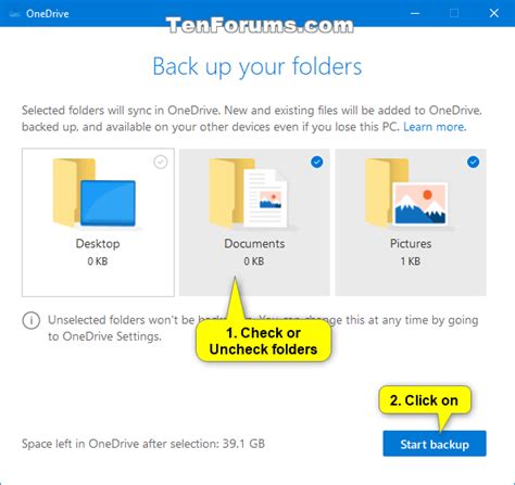 Turn On Or Off Onedrive Pc Folder Backup Protection In Windows 10 Tutorials