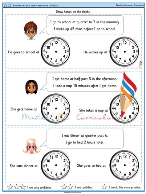 Read The Time On A Clock To The Nearest 15 Minutes Master The Curriculum