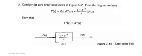 Solved 2 Consider The Zero Order Hold Shown In Figure 3 55
