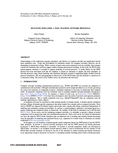 Pdf Devs Suite Simulator A Tool Teaching Network Protocols