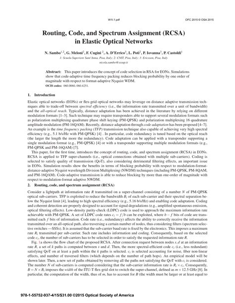 Pdf Routing Code And Spectrum Assignment Rcsa In Elastic Optical Networks