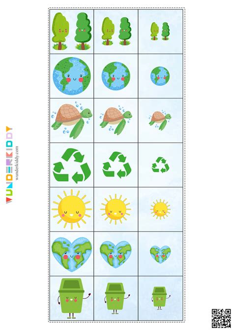 printable earth day sorting by size worksheet for kindergarten