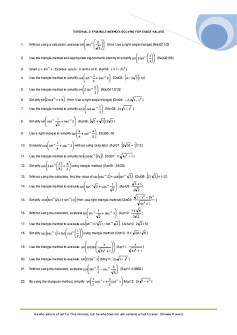 Tutor 2 Triangular Method He Who Asks Is A F Ool F Or F Ive Minut Es But He Who Does Not Ask