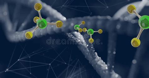 Animation Of Floating Molecules Over Dna Strand Stock Video Video Of