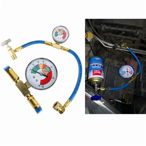 측정 게이지가 있는 자동차 냉매 충전 파이프 프레온 R134a 냉매 가스 리필 장비 자동차 에어컨 도구 Aliexpress