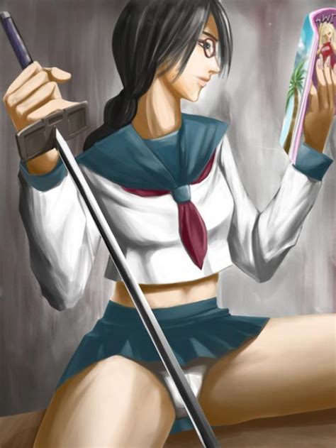 Rule 34 1girls Black Hair Bleach Female Female Only Glasses Lisa Yadomaru Panties Solo Sword