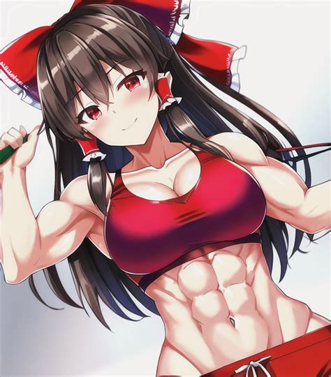 Rule 34 Abs Ai Generated Biceps Female Hairbow Muscular Female Reimu