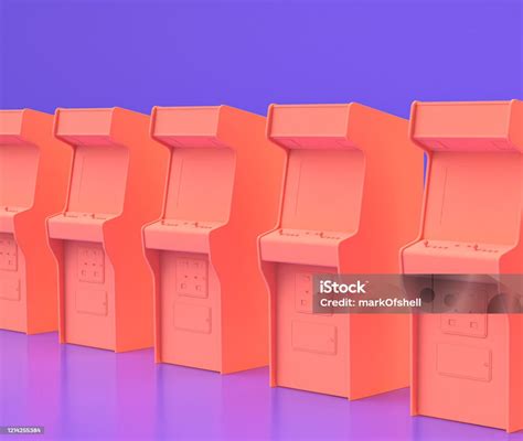 아케이드 게임 게임 캐비닛 빈티지 복고풍 아케이드 게임 기계 평면 보라색 방에 캐비닛 게임 복고풍 게임 오래된 패션 3d 렌더링 농구 팀 스포츠에 대한 스톡 사진 및 기타