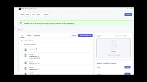 Collections Import Export Pro Importexport Collections To Csv Generate From Type And Vendor