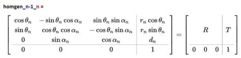 Homogeneous Transformation Matrices Using Denavit Hartenberg